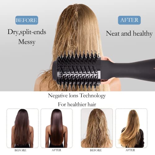 Hair Dryer Brush,Hot Air Brush, Blow Dryer bruch,One Step Hair Dryer and Volumizer with Salon Negative Ionic for Straightening, Professional Brush Hair Dryers for Men and Women (Black）