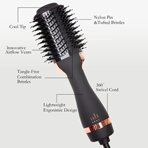 Hair Dryer Brush,Hot Air Brush, Blow Dryer bruch,One Step Hair Dryer and Volumizer with Salon Negative Ionic for Straightening, Professional Brush Hair Dryers for Men and Women (Black）