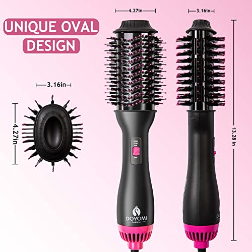 DOYOMI Enhanced Hot Air Hair Blow Dryer Brush, 3 in 1 One Step Styler Volumizer for Fast Drying, Straightening, Curling and Volumizing with Anti-frizz Ceramic Barrel Negative Ion, 55MM Oval Shape