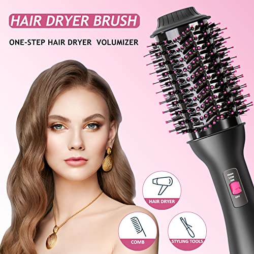 DOYOMI Enhanced Hot Air Hair Blow Dryer Brush, 3 in 1 One Step Styler Volumizer for Fast Drying, Straightening, Curling and Volumizing with Anti-frizz Ceramic Barrel Negative Ion, 55MM Oval Shape