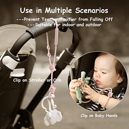 4 Packs Toy Safety Straps, Silicone Pacifier Clips, Stretchable Adjustable Baby Teether Straps, Pacifier Leashes, Keep Toys Clean, Toddler Cups Straps, for Stroller, High Chair, Crib, Car Seat, etc.