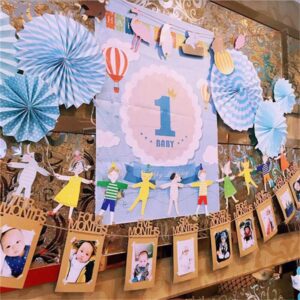 1st Birthday Baby Photo Banner for Newborn to 12 Months, Monthly Milestone Photograph Bunting Garland, First Birthday Celebration Decoration (Kraft)