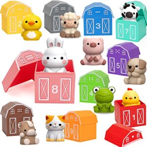 learning toys for 1,2,3 year old toddlers, 20pcs farm animals toys montessori counting, matching & sorting fine motor games, christmas birthday easter gift for baby boys girls age 12-18 months