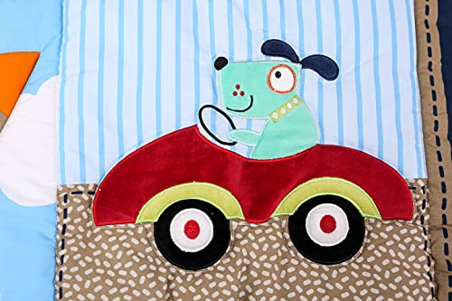 Brandream Boys Fire Truck Pillow & 3Pcs Cars Baby Crib Bedding Set with Patchwork Rocket Submarine