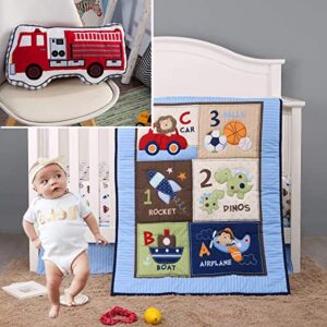 brandream boys fire truck pillow & 3pcs cars baby crib bedding set