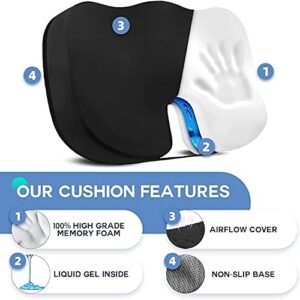 Comfort Cushion for Office Chairs, Memory Foam Comfort seat for All-Day Sitting, Ergonomic Pain Relieve Tailbone pad Pillow Support for Car seat