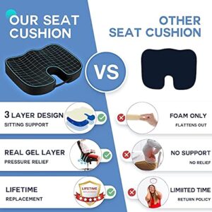 Comfort Cushion for Office Chairs, Memory Foam Comfort seat for All-Day Sitting, Ergonomic Pain Relieve Tailbone pad Pillow Support for Car seat