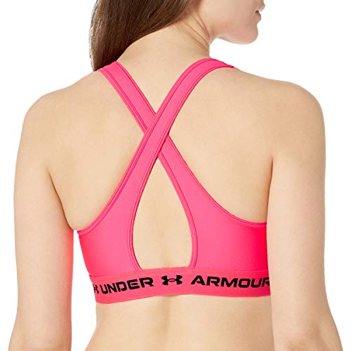 Under Armour Women's Crossback Mid Bra Bra , Cerise (653)/Black , 1X