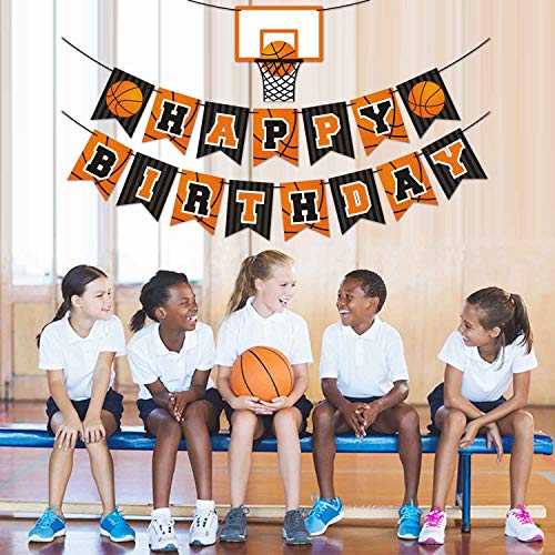 Basketball Happy Birthday Banner Slam Dunk Party Decoration Supplies Kids Teenagers Boys B-day Photo Prop Pennant Ideas NO DIY Required