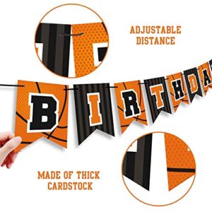 Basketball Happy Birthday Banner Slam Dunk Party Decoration Supplies Kids Teenagers Boys B-day Photo Prop Pennant Ideas NO DIY Required