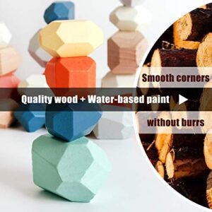 BESTAMTOY 36 PCs Wooden Sorting Stacking Rocks Balancing Stones,Educational Preschool Learning Montessori Toys, Building Blocks Game for Kids 1 2 3 4 5 6 Years Boy and Girl Birthday for Kids