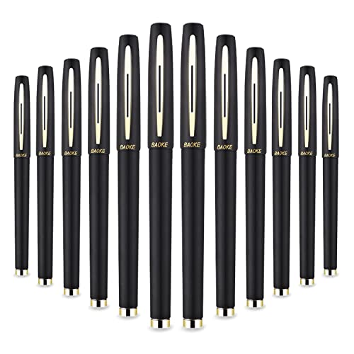 YIVONKA Rollerball Pens Gel ink Pens office pens learning pens, 0.5mm,Black,12Pack(Black-0.5mm-12Pack)