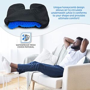 Gel Seat Cushion for Long Sitting - Portable Gel Cushion with Ergonomic Honeycomb Design - U Shape Size 17.75" x 13.75" x 1.75" Gel Seat Cushions for Pressure Relief With Removable Cover Washable