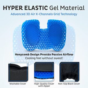 Gel Seat Cushion for Long Sitting - Portable Gel Cushion with Ergonomic Honeycomb Design - U Shape Size 17.75" x 13.75" x 1.75" Gel Seat Cushions for Pressure Relief With Removable Cover Washable