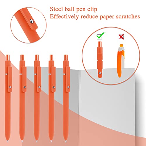 Cobee® Retractable Gel Ink Pens, 0.5mm Ballpoint Pen Cute Rollerball Pen Smooth Writing Ball Point Pen Black Ink Gel Pen for School Office 5PCS(Orange)