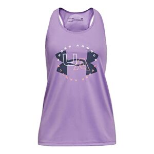 under armour girls' tech big logo tank , vivid lilac (560)/electro pink , youth x-large