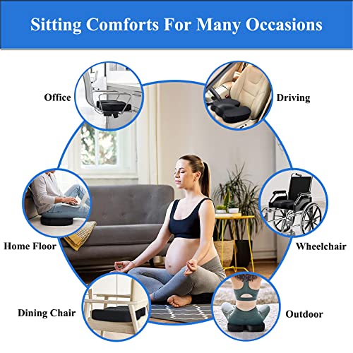 Memory Foam Seat Cushion for long sitting, Non-Slip Ergonomic Chair Cushion for Back/Sciatica/Coccyx/Tailbone Pain Relief, Comfortable Pillow Pad with Mesh Cover for Office Chair, Car Seat, desk chair