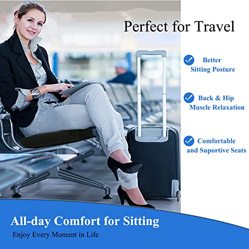 Memory Foam Seat Cushion for long sitting, Non-Slip Ergonomic Chair Cushion for Back/Sciatica/Coccyx/Tailbone Pain Relief, Comfortable Pillow Pad with Mesh Cover for Office Chair, Car Seat, desk chair