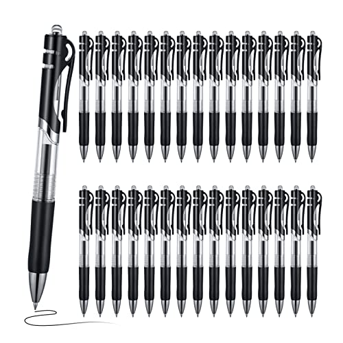 EEOYU Black Gel Pens, 28 Pack Rollerball Gel Ink Pens For Journal Notebook Writing Office School Supplies