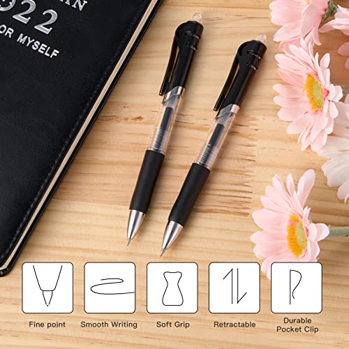 EEOYU Black Gel Pens, 28 Pack Rollerball Gel Ink Pens For Journal Notebook Writing Office School Supplies