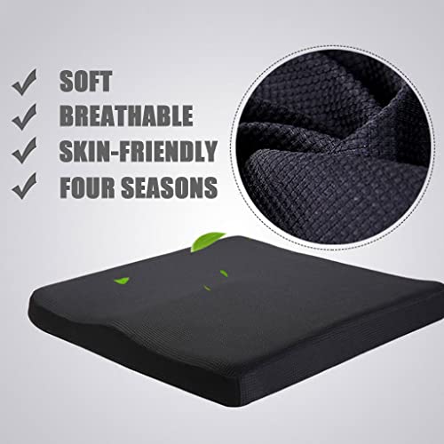 2pc Heightening Wedge Seat Cushion for Short People, Memory Foam Car Seat Cushion Comfortable Ergonomic Seat Pad Fit for Home Office Chair Car Seat Wheelchair, 18.1x14.5 Inch