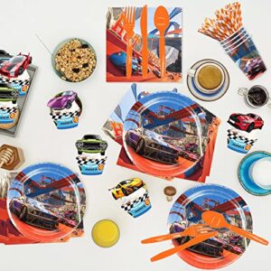 169 PCS Race Car Birthday Party Supplies, Car Theme Decorations for Serves 10 Guests, Include Banner, Cupcake Toppers, Hanging Swirls, Backdrop, Tablewares, Balloons, Tablecloth and Tattoo Stickers