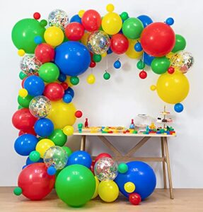 lfvik circus balloon arch&red yellow blue green 4 sizes 18''12''10''5'' balloon garland kit –colorful rainbow party supplies for boy and girl carnival birthday decorations