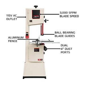 JET JWBS-14SFX, 14-Inch Woodworking Bandsaw, 1-3/4HP, 1Ph 115/230V (714400K)