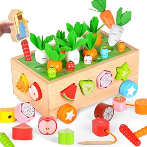 juzbot montessori toys wooden educational learning toys for 1 2 3 4 year old, toddler boy girl toy gift wood preschool fine motor skills learning games