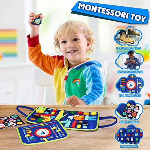 Guolely Busy Board Montessori Toy for 1 2 3 4 Year Old Toddlers - Educational Activity Developing Sensory Board for Fine Basic Dress Motor Skills - Travel Toys for Plane Car, Gift for Boys Girls