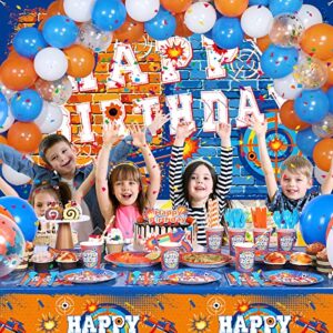 Dart Battle Birthday Party Decorations dart battle Party Supplies Include Gun Theme Backdrop,Dart Tablecloth Balloons Kit Cups Plates Napkins Tableware Set for Kids Birthday Party Supplies Party Favor