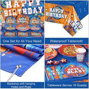 Dart Battle Birthday Party Decorations dart battle Party Supplies Include Gun Theme Backdrop,Dart Tablecloth Balloons Kit Cups Plates Napkins Tableware Set for Kids Birthday Party Supplies Party Favor