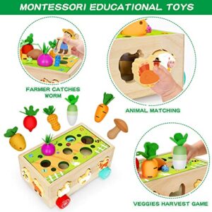 Wooden Montessori Toys for Toddlers Girl and Boy, Wooden Farm Animals Toys Gifts for Toddlers Age 2 3 4 Year Old, Wood Educational Shape Sorter Toys for Kids 1-3 Learning Fine Motor Skills