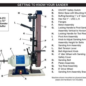 RIKON 2"x72" Knife Belt Sander/Buffer | Excellent for a wide variety of applications including sanding, grinding and making knives with 1 HP Motor and Adjustable Sanding Belt Arm