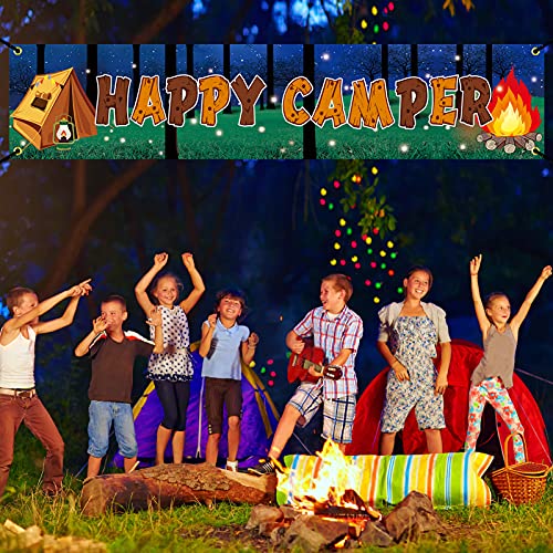 Camping Party Decorations Happy Camper Banner, Camping Theme Birthday Party Supplies for Boy Girl, Camp Adventure Baby Shower Indoor Outdoor Party Decor