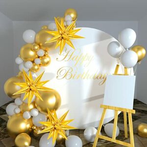 MIAHART 50 Pcs Gold Starburst Cone Mylar Balloons 26 inch Gold Foil Star Balloons Metallic Large Gold Point Star Balloons for Birthday Wedding Christmas Baby Shower Party Supplies