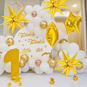 MIAHART 50 Pcs Gold Starburst Cone Mylar Balloons 26 inch Gold Foil Star Balloons Metallic Large Gold Point Star Balloons for Birthday Wedding Christmas Baby Shower Party Supplies