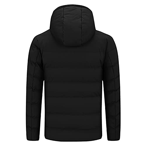 Puffy Jackets Men and Heating Temperature Three Control 5- Coat Hooded Gear Coat Charging Women Men USB Men's Black