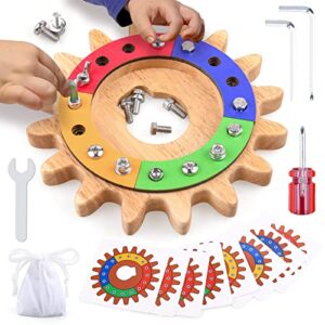 devolamn toddler toys, wooden toys, montessori toys for 3 4 5, 35 in 1 wooden montessori screwdriver board set, learning sensory bin toys preschool toys, fine motor skills toys (20cm)