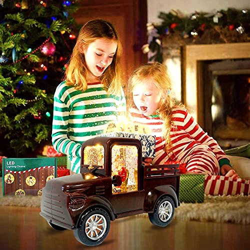 Christmas Decorations Truck Snow Globe, Santa Claus Truck Decorations, LED Water Lighted Glittering Xmas Decoration, Home Truck Décor for Festival Gift, Home Truck Ornament