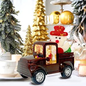 Christmas Decorations Truck Snow Globe, Santa Claus Truck Decorations, LED Water Lighted Glittering Xmas Decoration, Home Truck Décor for Festival Gift, Home Truck Ornament