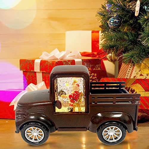 Christmas Decorations Truck Snow Globe, Santa Claus Truck Decorations, LED Water Lighted Glittering Xmas Decoration, Home Truck Décor for Festival Gift, Home Truck Ornament