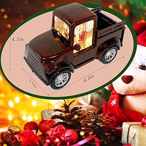 Christmas Decorations Truck Snow Globe, Santa Claus Truck Decorations, LED Water Lighted Glittering Xmas Decoration, Home Truck Décor for Festival Gift, Home Truck Ornament