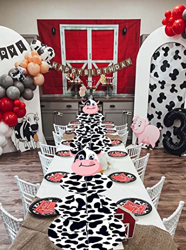 Cow Print Theme Birthday Party Supplies, 2 Pcs 3-Tier Cow Print Cupcake Stand, Farm Animal Themed Birthday Party Supplies for Girls and Boys, Cowgirl or Cowboy Party Decorations