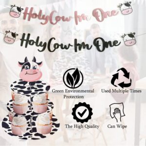 Cow Print Theme Birthday Party Supplies, 2 Pcs 3-Tier Cow Print Cupcake Stand, Farm Animal Themed Birthday Party Supplies for Girls and Boys, Cowgirl or Cowboy Party Decorations