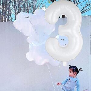 On Cloud 2 White Balloons Banner on Cloud 2nd Birthday Party Decorations for 1 Year Old Girl 2nd Birthday Party Invite Decorations, 2 Years Old Birthday Balloon,2nd Party Supplies Cloud Balloon