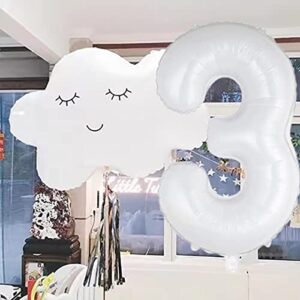 On Cloud 2 White Balloons Banner on Cloud 2nd Birthday Party Decorations for 1 Year Old Girl 2nd Birthday Party Invite Decorations, 2 Years Old Birthday Balloon,2nd Party Supplies Cloud Balloon