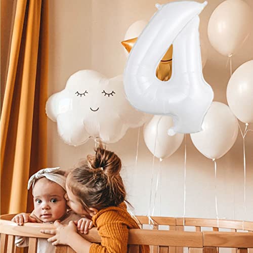 On Cloud 2 White Balloons Banner on Cloud 2nd Birthday Party Decorations for 1 Year Old Girl 2nd Birthday Party Invite Decorations, 2 Years Old Birthday Balloon,2nd Party Supplies Cloud Balloon