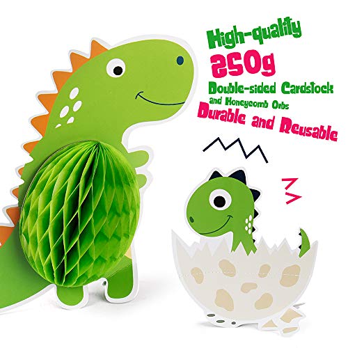 Mocoosy 12 PCS Dinosaur Party Honeycomb Centerpieces for Table Decorations, Little Dino Center Piece Dinosaur Table Topper for Kids T-Rex Dinosaur Theme Birthday Party Supplies Baby Shower Decor