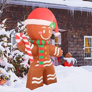 8 FT Christmas Inflatables Decoration Gingerbread Man with Built-in LEDs Blow Up Inflatables for Xmas Party Indoor Outdoor Yard Garden Lawn Décor (8FT Gingerbread Man)